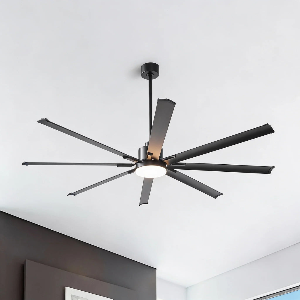 Vaczon 84" 100" Black LED Large HVLS Ceiling Fan with Remote Control